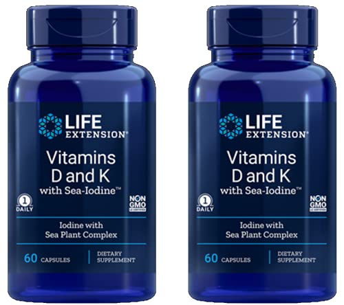 Life Extension Vitamins D and K with Sea-Iodine 60 Capsules (2pack)