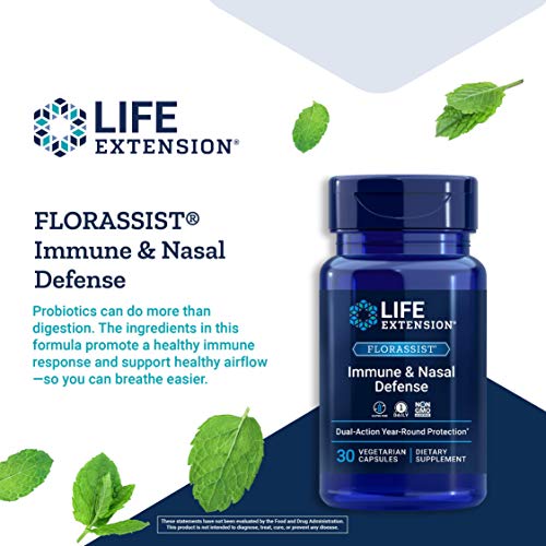 Life Extension FLORASSIST® Immune & Nasal Defense - Healthy Immune Support Probiotics Supplement for Men and Women - for Comfortable Nasal Flow & IGA Production - Non GMO, Gluten Free - 30 Capsules