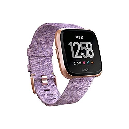 Fitbit Versa Special Edition Smartwatch with Woven Band - Lavender / Rose Gold (Renewed)