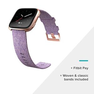 Fitbit Versa Special Edition Smartwatch with Woven Band - Lavender / Rose Gold (Renewed)