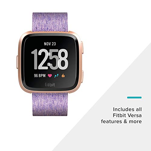 Fitbit Versa Special Edition Smartwatch with Woven Band - Lavender / Rose Gold (Renewed)