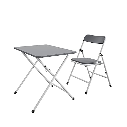 COSCO Kid's 2-Piece Table & Chair Activity Set, Gray & White, Pinch-Free Design, Easy to Clean, Multi-Purpose, No Assembly Required, Portable, for Snacking, Homework, & Games, Gray