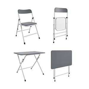 COSCO Kid's 2-Piece Table & Chair Activity Set, Gray & White, Pinch-Free Design, Easy to Clean, Multi-Purpose, No Assembly Required, Portable, for Snacking, Homework, & Games, Gray