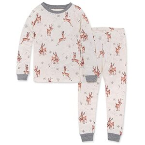 burt’s bees baby baby girls’ kids 2-piece family jammies, matching holiday, organic cotton pjs pajama set, dasher and dancer, 10 years