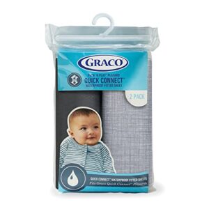 Graco® Pack 'n Play® Quick Connect™ Playard Waterproof Sheets, 2 Pack, Woven and Grey