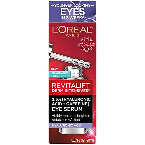 L'Oreal Paris Revitalift Hyaluronic Acid + Caffeine Hydrating Eye Serum, Fragrance Free .67 fl. oz + Moisturizer Sample