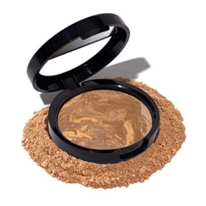 laura geller new york award-winning baked balance-n-brighten color correcting powder foundation – sand – buildable light to medium coverage – demi-matte natural finish