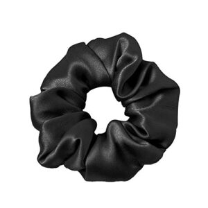 lilysilk silk hair scrunchies for frizz&breakage prevention, 100% mulberry silk hair ties no damage, elastic silk ponytail holders, 1pc, black