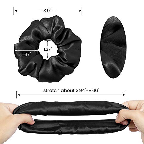 LILYSILK Silk Hair Scrunchies for Frizz&Breakage Prevention, 100% Mulberry Silk Hair Ties No Damage, Elastic Silk ponytail Holders, 1Pc, Black