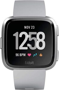 fitbit versa smart watch, gray/silver aluminium, one size (s & l bands included) (renewed)