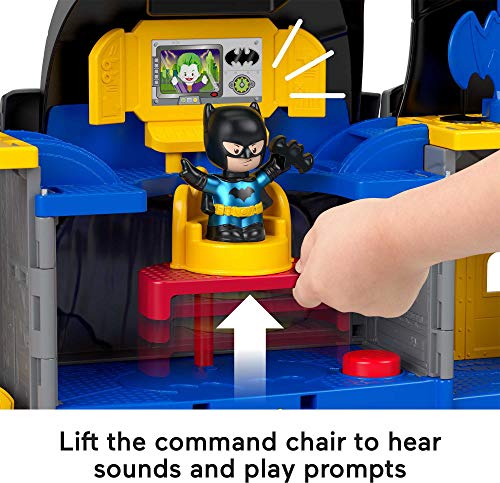 Fisher-Price Little People DC Super Friends Batcave, Batman playset with figures for toddlers and preschool kids ages 18 months to 5 years