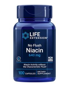 life extension no flush niacin 640 mg – flush free vitamin b supplement with inositol for healthy metabolism and cholesterol management – non-gmo, gluten-free – 100 capsules