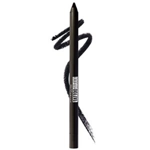 maybelline tattoostudio long-lasting sharpenable eyeliner pencil, glide on smooth gel pigments with 36 hour wear, waterproof, deep onyx, 1 count