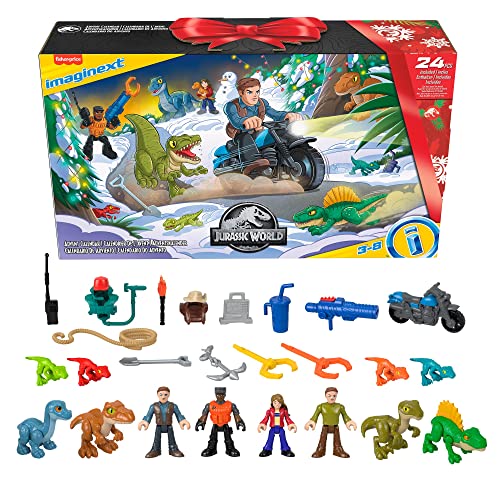 Imaginext Jurassic World Advent Calendar, Christmas Gift of 25 Dinosaur Toys & Figures for Preschool Kids Ages 3+ Years