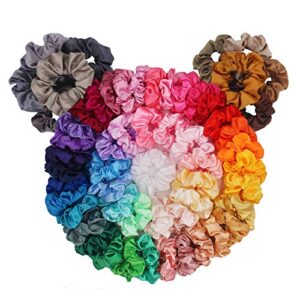 60 pack hair scrunchies, beevines satin silk scrunchies for hair, silky curly hair accessories for women, hair ties ropes for teens, scrunchies pack girl’s birthday gift thanksgiving christmas gift