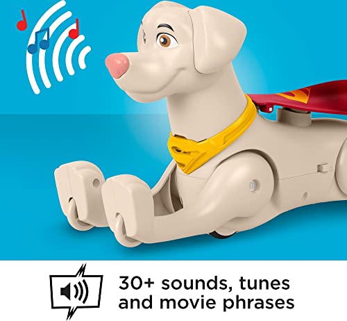 Fisher-Price DC League of Super-Pets Krypto Toy, 14 inches long, Authentic Movie Figure with Sounds Phrases & Motorized Motion, Rev & Rescue, for 3 years and up