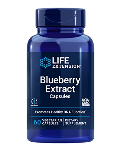 Life Extension Blueberry Extract Capsules - Whole Fruit Wild Blueberry Extract Supplement Pills- For Brain Health Support - Non-GMO, Gluten-Free ,Vegetarian - 60 Capsules