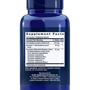 Life Extension Blueberry Extract Capsules - Whole Fruit Wild Blueberry Extract Supplement Pills- For Brain Health Support - Non-GMO, Gluten-Free ,Vegetarian - 60 Capsules