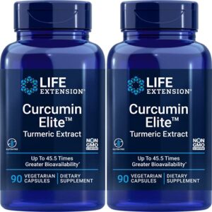 Life Extension Curcumin Elite Turmeric Extract, 90 Caps (Pack of 2)