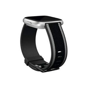 Fitbit Versa Family Accessory Band, Official Fitbit Product, Hybrid Woven, Black/Gray, Small