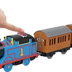 Thomas & Friends Motorized Toy Train Talking Thomas Engine with Annie & Clarabel Coach Cars for Preschool Kids Ages 3+ Years