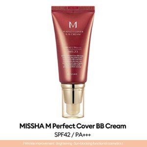 MISSHA M Perfect Cover BB Cream SPF 42 PA+++(#23 Natural Beige), Amazon Code Verified for Authenticity, 50ml, Concealing Blemishes, dark circles, UV Protection