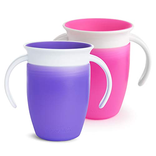 Munchkin® Miracle® 360 Trainer Cup, 7 Ounce, 2 Pack, Pink/Purple