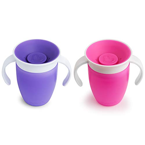 Munchkin® Miracle® 360 Trainer Cup, 7 Ounce, 2 Pack, Pink/Purple