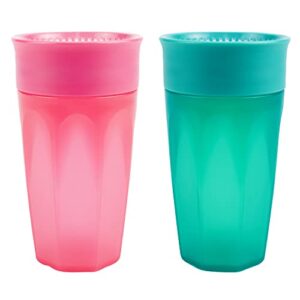 Dr. Brown's Plastic Cheers 360 Spoutless Training Cup, 9m+, 10 Ounce, Pink/Turquoise, 2 Count