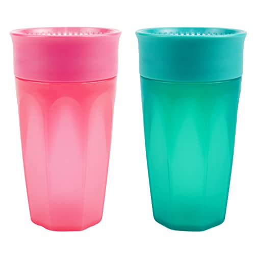 Dr. Brown's Plastic Cheers 360 Spoutless Training Cup, 9m+, 10 Ounce, Pink/Turquoise, 2 Count