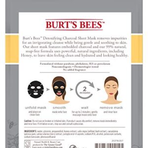 Burt's Bees Detoxifying Charcoal Facial Sheet Mask, Honey, Single Use (Package May Vary)