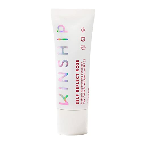 Kinship Self Reflect Rose SPF 32 Probiotic Moisturizing Sunscreen Zinc Oxide - Rose Scented Sheer, Reef-Safe, Benzene-Free Mineral Sunscreen for Blemish-Prone Skin (1.75 oz)