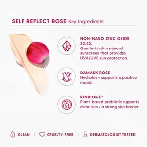 Kinship Self Reflect Rose SPF 32 Probiotic Moisturizing Sunscreen Zinc Oxide - Rose Scented Sheer, Reef-Safe, Benzene-Free Mineral Sunscreen for Blemish-Prone Skin (1.75 oz)