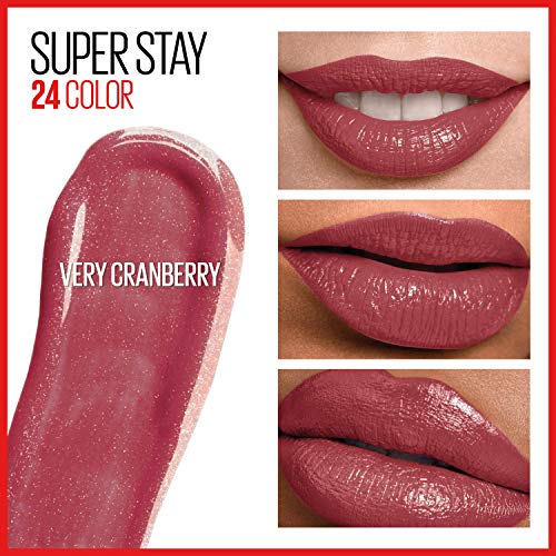 Maybelline Super Stay 24, 2-Step Liquid Lipstick Makeup, Long Lasting Highly Pigmented Color with Moisturizing Balm, Very Cranberry, Ruby Red, 1 Count