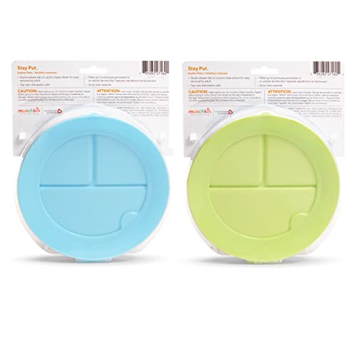 Munchkin Stay Put Divided Suction Plates, Blue/Green