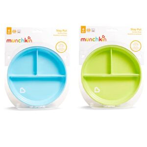 Munchkin Stay Put Divided Suction Plates, Blue/Green