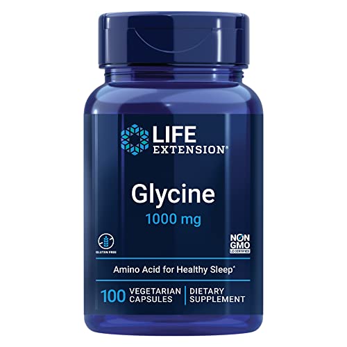 Life Extension Glycine 1000 mg – Promotes Relaxation, Healthy Sleep, Glucose + Fructose Metabolism – Gluten-Free, Non-GMO, Vegetarian – 100 Vegetarian Capsules