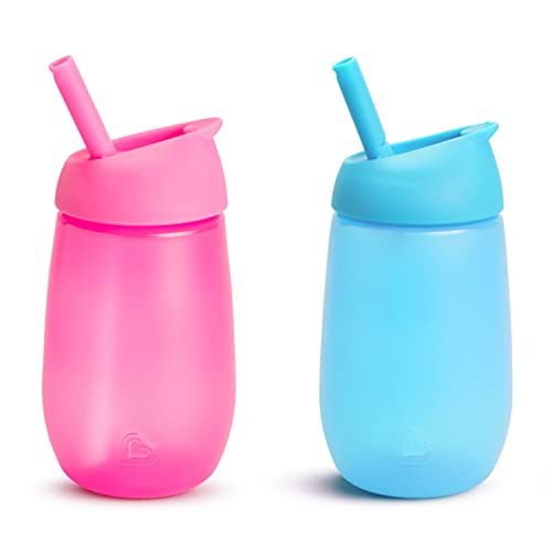 Munchkin® Simple Clean™ Toddler Straw Cup, 10 Ounce, 2 Pack, Pink/Blue