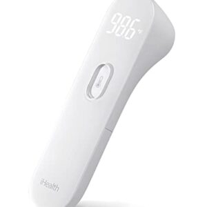 iHealth No-Touch Forehead Thermometer, Digital Infrared Thermometer for Adults and Kids, Touchless Baby Thermometer, 3 Ultra-Sensitive Sensors, Large LED Digits, Quiet Vibration Feedback, Non Contact