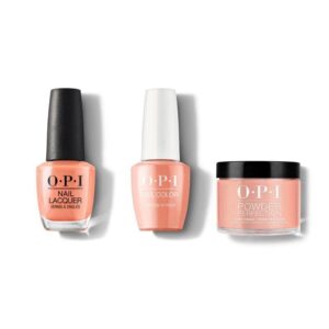 nail art sticker with matching gel, nail polish and dip combo color: freedom of peach