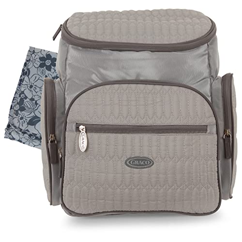 Graco Unisex Baby Diaper Bag Backpack with Changing Pad, Gray Quilt, Large