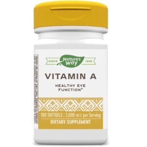 nature’s way vitamin a, eye health supplement for adults*, immune support*, 3,000mcg per serving, 100 softgels