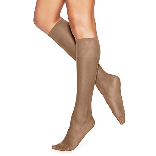 Hanes Silk Reflections Women's 2-Pack Knee High Sandalfoot, Barely There, One Size