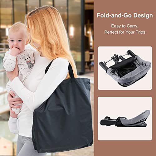 Hook On High Chair, Clip on Table Chair w/Fold-Flat Storage Feeding Seat -Attach to Fast Table Chair for Home and Travel (Grey)