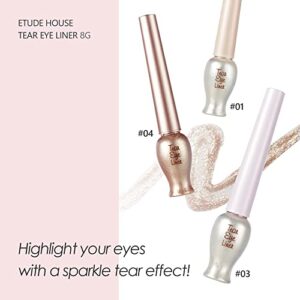 ETUDE Tear Drop Eye Liner #4 Sun Light (21AD) | Long-Lasting Liquid Glittering Eye Liner to Make Your Eyes Sparkle | K-Beauty