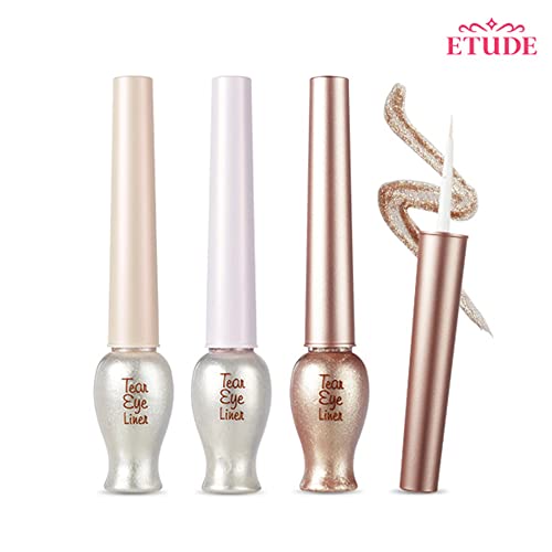 ETUDE Tear Drop Eye Liner #4 Sun Light (21AD) | Long-Lasting Liquid Glittering Eye Liner to Make Your Eyes Sparkle | K-Beauty