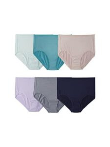 fruit of the loom women’s breathable underwear (regular & plus size), brief-cooling stripes-6 pack assorted colors, 9