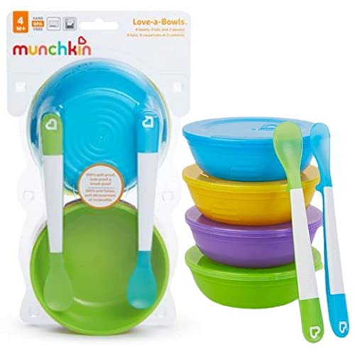 Munchkin Love-a-Bowls 10 Piece Polypropylene Feeding Set, Multicolor