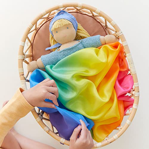 Sarah's Silks Enchanted Playsilk | 100% Silk Sensory Toys for Toddlers | Square Scarves, Montessori and Waldorf Toys for Pretend Play - Rainbow