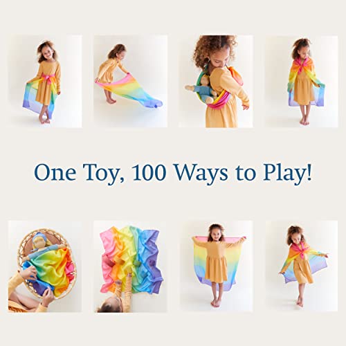 Sarah's Silks Enchanted Playsilk | 100% Silk Sensory Toys for Toddlers | Square Scarves, Montessori and Waldorf Toys for Pretend Play - Rainbow